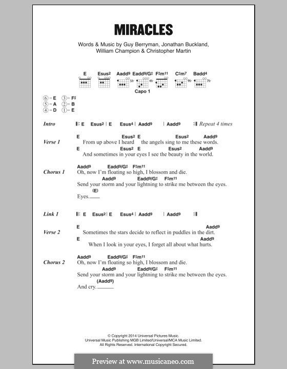 Miracles (Coldplay) por C. Martin, G. Berryman, J. Buckland, W. Champion em músicaNeo