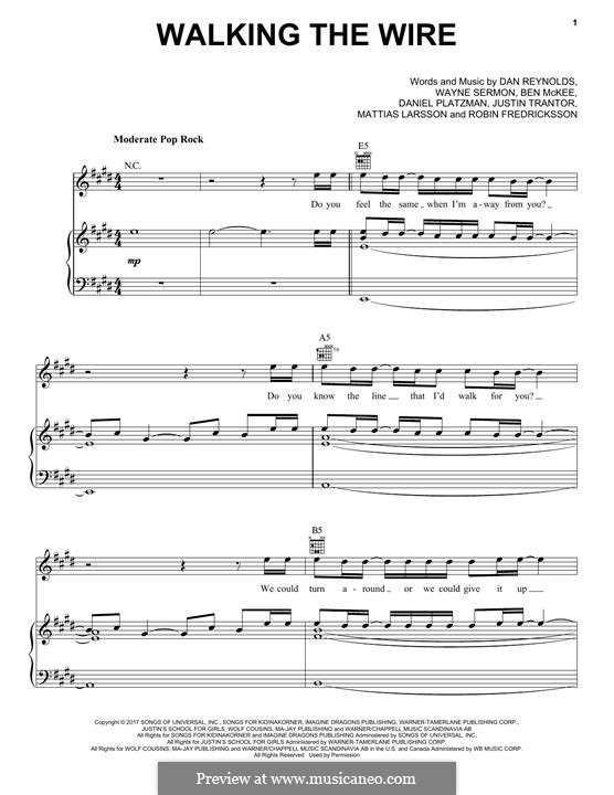 Walking the Wire (Imagine Dragons) por B. McKee, D. Reynolds, D ...