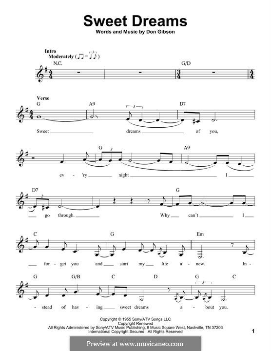 Sweet Dreams (Patsy Cline) por D. Gibson - Partituras on músicaNeo