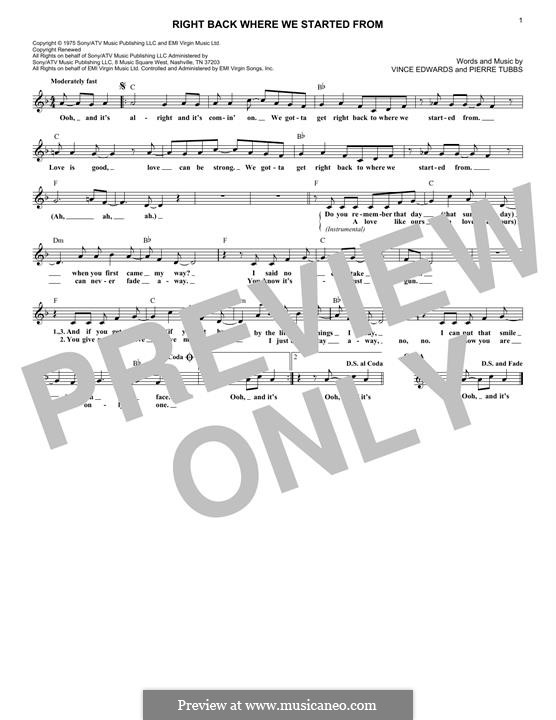 Right Back Where We Started From (Maxine Nightingale) por P. Tubbs, V ...