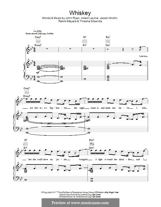 Whiskey (Maroon 5 feat. A$AP Rocky) por A. Levine, J. Kasher Hindlin, J ...