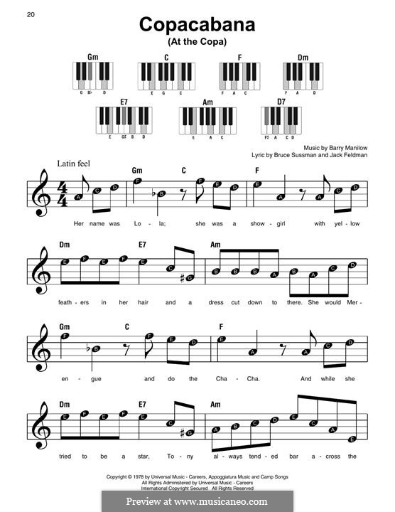 Copacabana (At the Copa) por B. Manilow - Partituras on músicaNeo