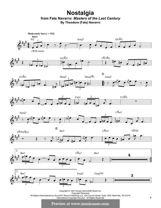 Nostalgia (Arturo Sandoval) por T. Navarro - Partituras on músicaNeo