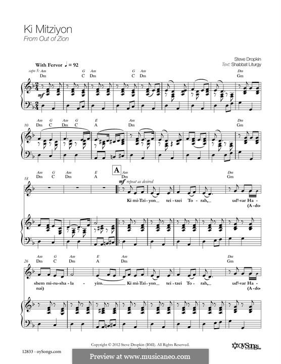 Ki Mitziyon por S. Dropkin - Partituras on músicaNeo