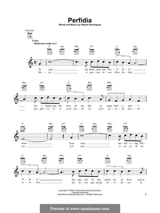 Perfidia por A. Dominguez - Partituras on músicaNeo
