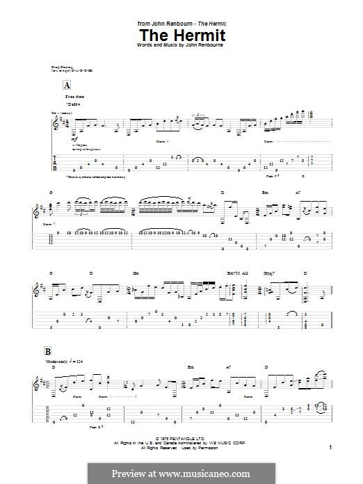 The Hermit por J. Renbourn - Partituras on músicaNeo
