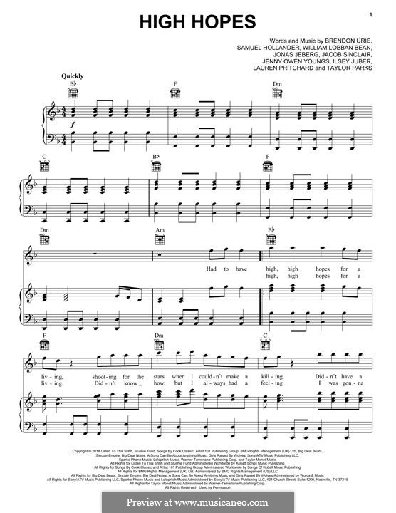 High Hopes (Panic! At The Disco) por B. Urie, J. Jeberg, S. Hollander ...