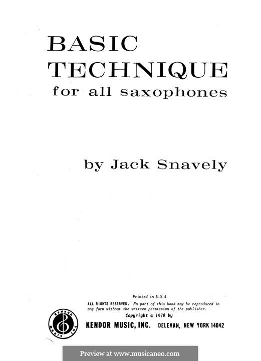 Basic Technique for All Saxophones por J. Snavely - Partituras on músicaNeo