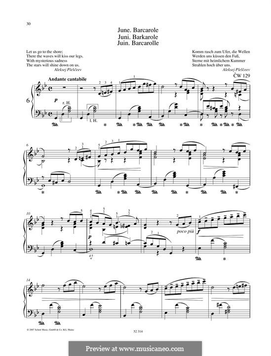 No.6 June (Barcarole) (The Seasons, TH 135 Op.37a) por P. Tchaikovsky ...