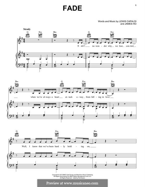 Fade por J. Ho, L. Capaldi - Partituras on músicaNeo