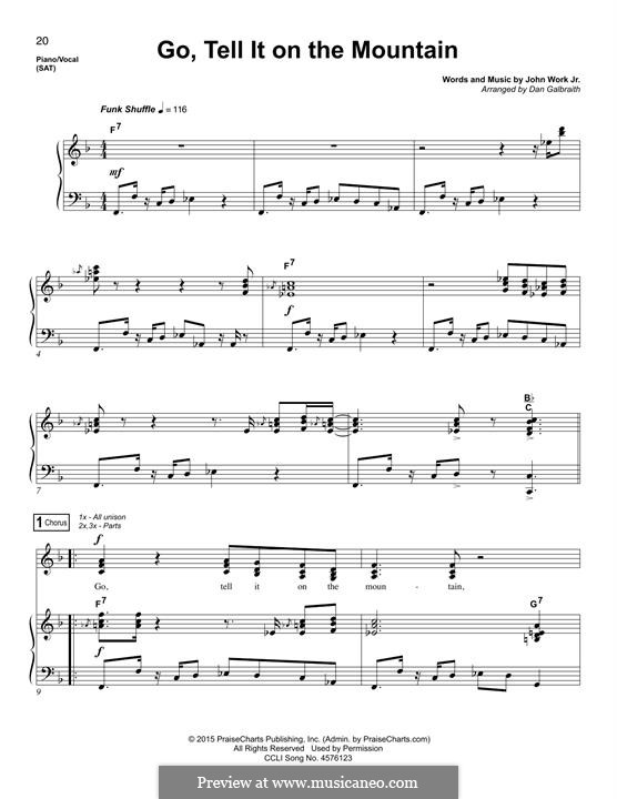 Go, Tell it on the Mountain por J.W. Work Jr. - Partituras on músicaNeo