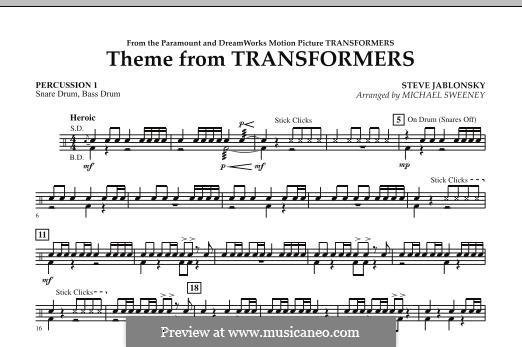Theme from Transformers por S. Jablonsky - Partituras on músicaNeo