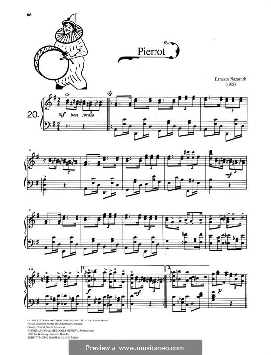 Pierrot por E. Nazareth - Partituras on músicaNeo