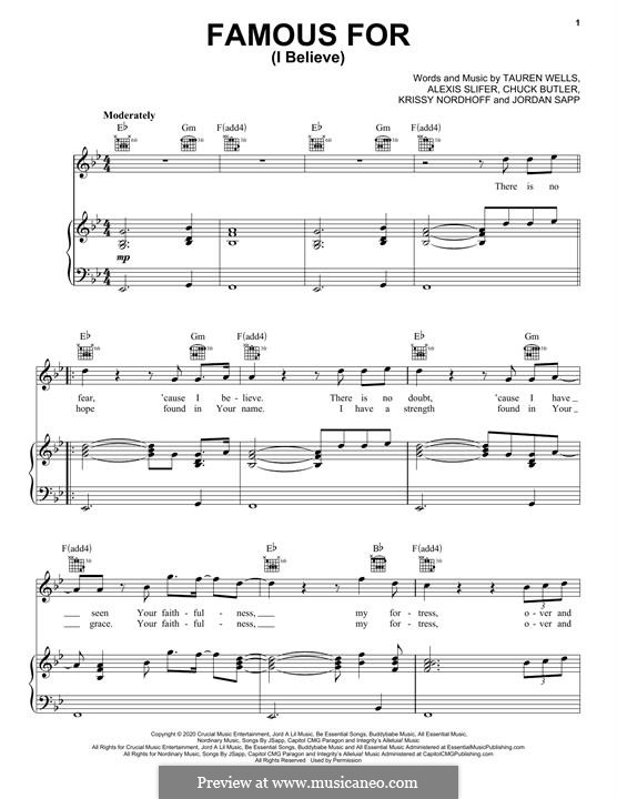 Famous For (I Believe) por J. Sapp - Partituras on músicaNeo