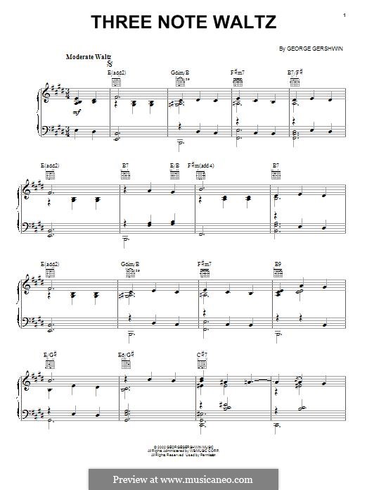 Three Note Waltz por G. Gershwin - Partituras on músicaNeo