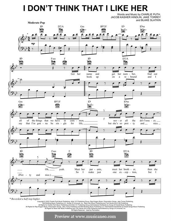 I Don't Think That I Like Her (Charlie Puth) por J. Kasher Hindlin em ...