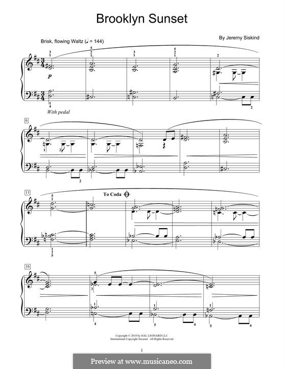 Brooklyn Sunset por J. Siskind - Partituras on músicaNeo