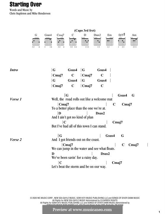 Starting Over por C. Stapleton - Partituras on músicaNeo