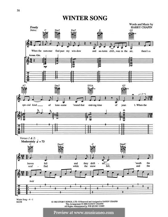 Winter Song por H. Chapin - Partituras on músicaNeo