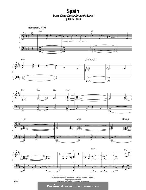 Spain por C. Corea - Partituras on músicaNeo