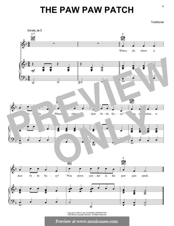 The Paw Paw Patch por folklore - Partituras on músicaNeo