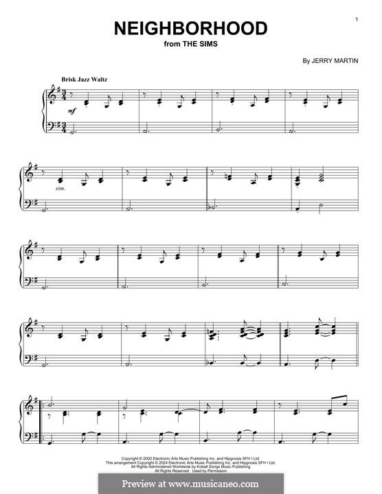Neighborhood (from The Sims) por J. Martin - Partituras on músicaNeo