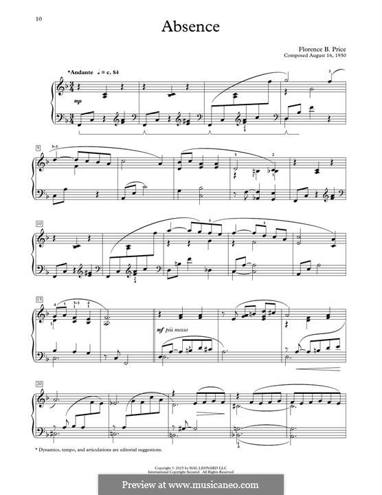 Absence por F. Price - Partituras on músicaNeo