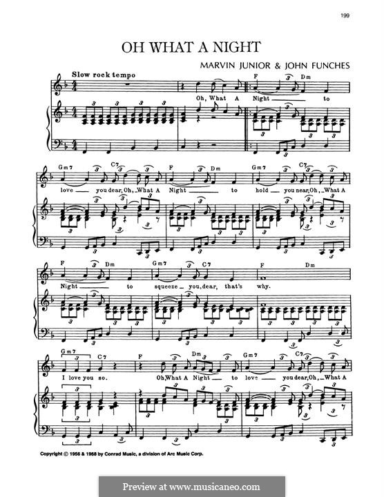 Oh, What A Night por M. Junior, J. Funches - Partituras on músicaNeo