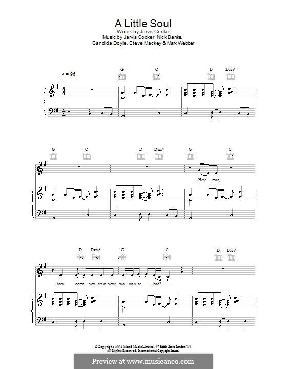 A Little Soul (Pulp) por J. Cocker - Partituras on músicaNeo