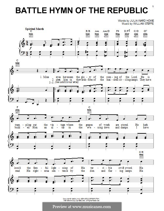 Battle Hymn of the Republic por W. Steffe - Partituras on músicaNeo
