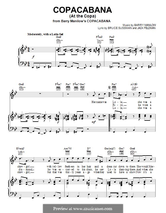 Copacabana (At the Copa) por B. Manilow - Partituras on músicaNeo