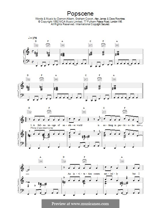 Popscene (Blur) por Alex James, D. Albarn, D. Rowntree, G. Coxon em ...