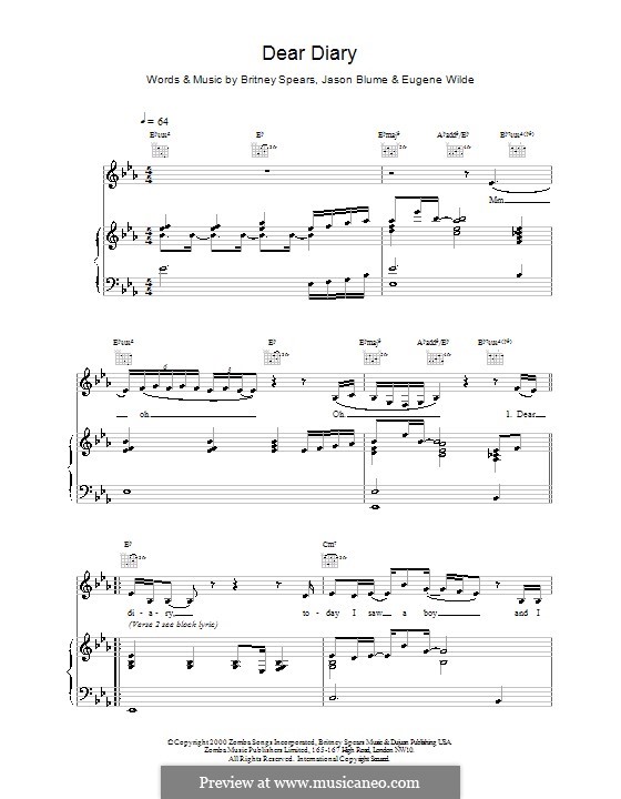 Dear Diary (Britney Spears) por B. Spears, E. Wilde, J. Blume em músicaNeo