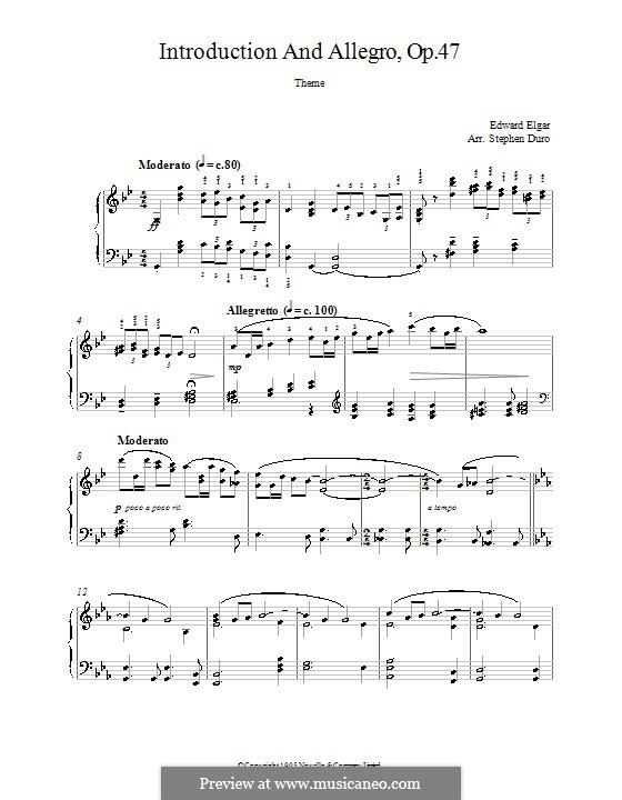 Introduction and Allegro, Op.47 por E. Elgar - download grátis no músicaNeo