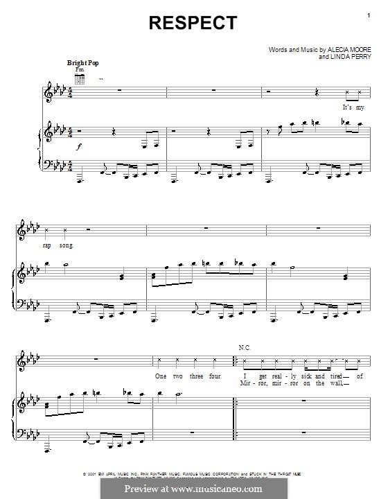 Respect (Pink) por A. Moore, L. Perry - Partituras on músicaNeo