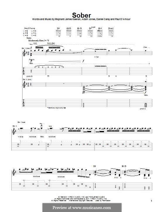 Sober (Tool) por A. Jones, D. Carey, M.J. Keenan - Partituras on músicaNeo