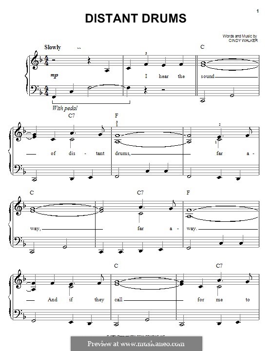 Distant Drums (Jim Reeves) por C. Walker - Partituras on músicaNeo