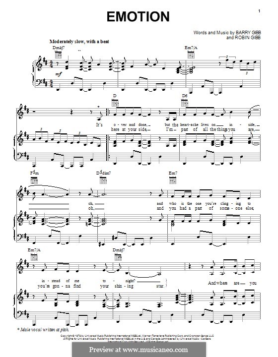 Emotion (Destiny's Child) por B. Gibb, R. Gibb - Partituras on músicaNeo