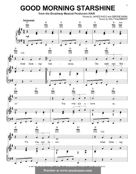Good Morning Starshine (from Hair) por G. MacDermot em músicaNeo