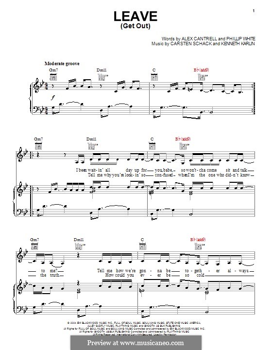 Leave (Get Out) por A. Cantrell, C. Schack - Partituras on músicaNeo