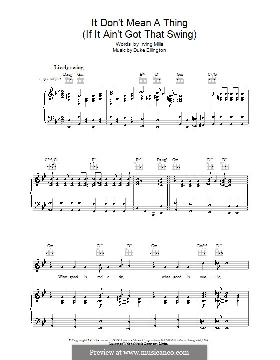 I. Mills, D. Ellington: It Don't Mean a Thing (If It Ain't Got That ...