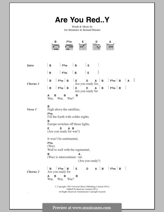 B. Rhodes, J. Strummer: Are You Red..Y (The Clash) ноты на MusicaNeo