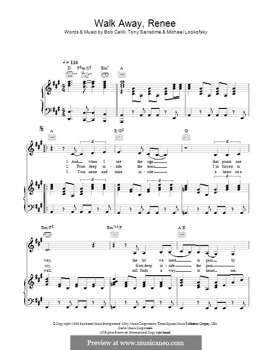 B. Calilli, Michael Brown, T. Sansone: Walk Away, Renee ноты на MusicaNeo