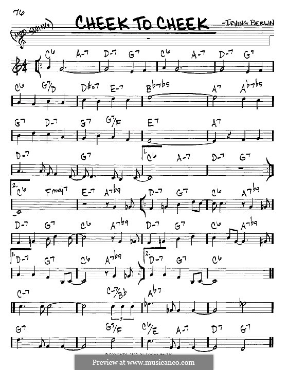 И. Берлин: Cheek to Cheek ноты на MusicaNeo