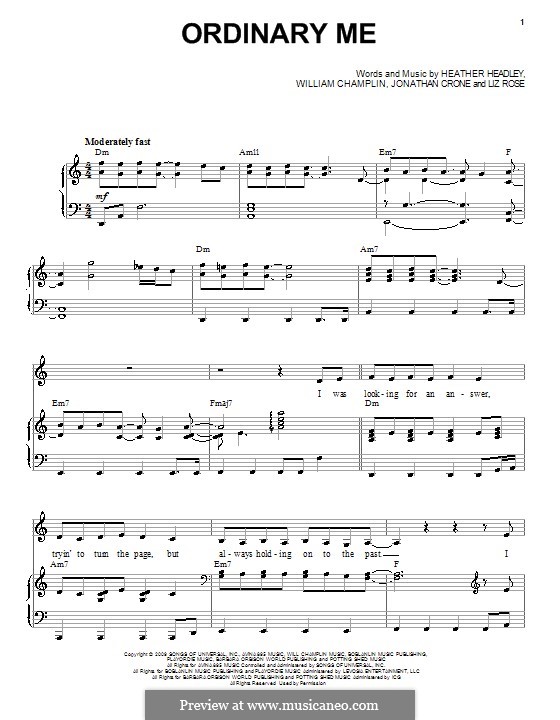 B. Champlin, J. Crone, L. Rose: Ordinary Me (Heather Headley) на MusicaNeo