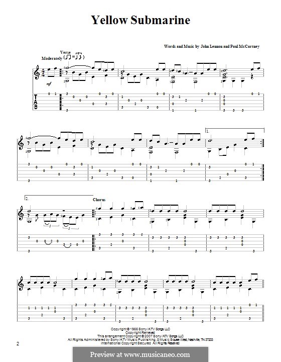 J. Lennon, P. McCartney: Yellow Submarine (The Beatles) ноты на MusicaNeo