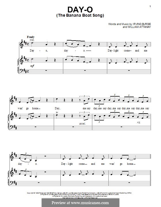 I. Burgie, W. Attaway: Day-O (The Banana Boat Song) ноты на MusicaNeo