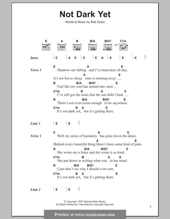 B. Dylan: Not Dark Yet ноты на MusicaNeo