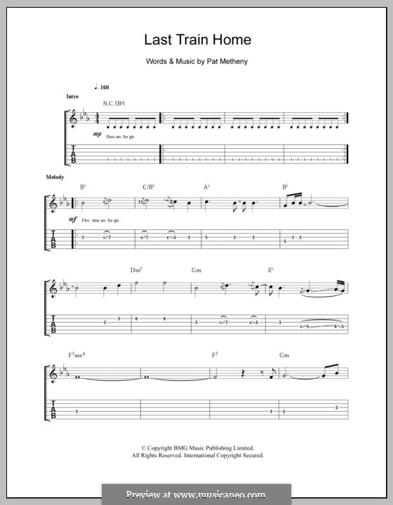 P. Metheny: Last Train Home ноты на MusicaNeo