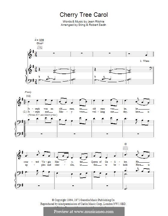 J. Ritchie: Cherry Tree Carol ноты на MusicaNeo